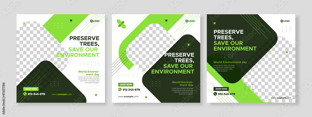 nature promotion banner social media pack template premium Stock Vector ...