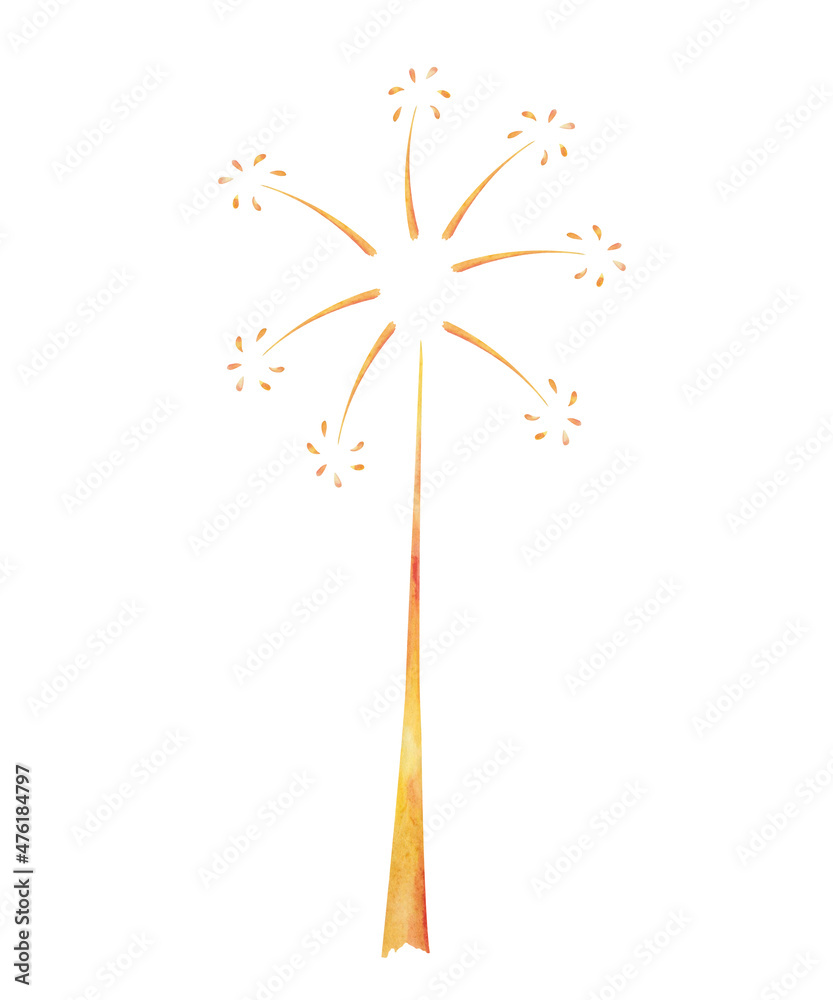 Watercolor illustration of hand painted golden yellow and orange ...