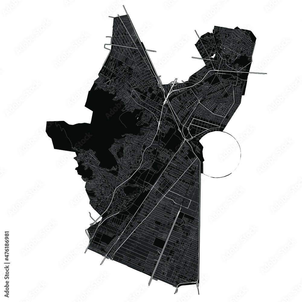 Ecatepec, Mexico, Black and White high resolution vector map Stock ...
