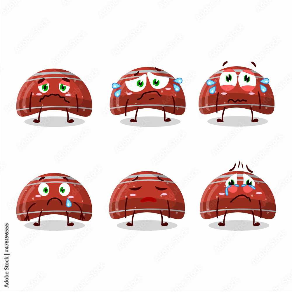 Curve red gummy candy cartoon character with sad expression Stock ...