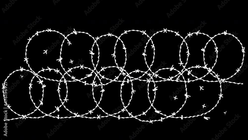 Vídeo do Stock: Barbed wire self drawing animation. Symbol of ...