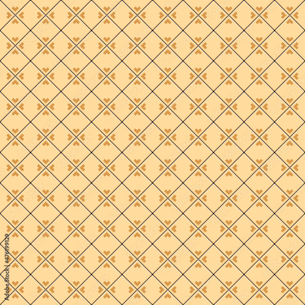 simple vector pixel art seamless pattern of minimalistic beige rhomboid ...
