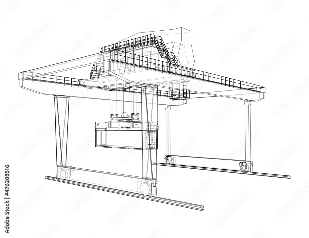 Rail-mounted gantry container crane outline Stock Illustration | Adobe ...