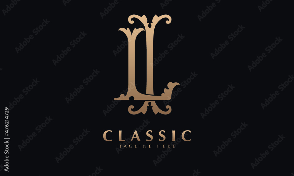 Alphabet IL or LI illustration monogram vector logo template in classic ...