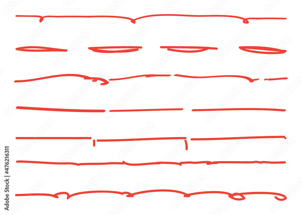 Lines hand drawn vector set isolated on white background. Collection of ...