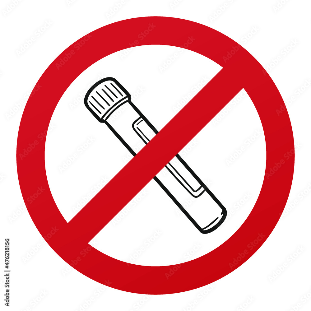 No Blood Test Symbol Isolated on White Background. Laboratory Vector ...