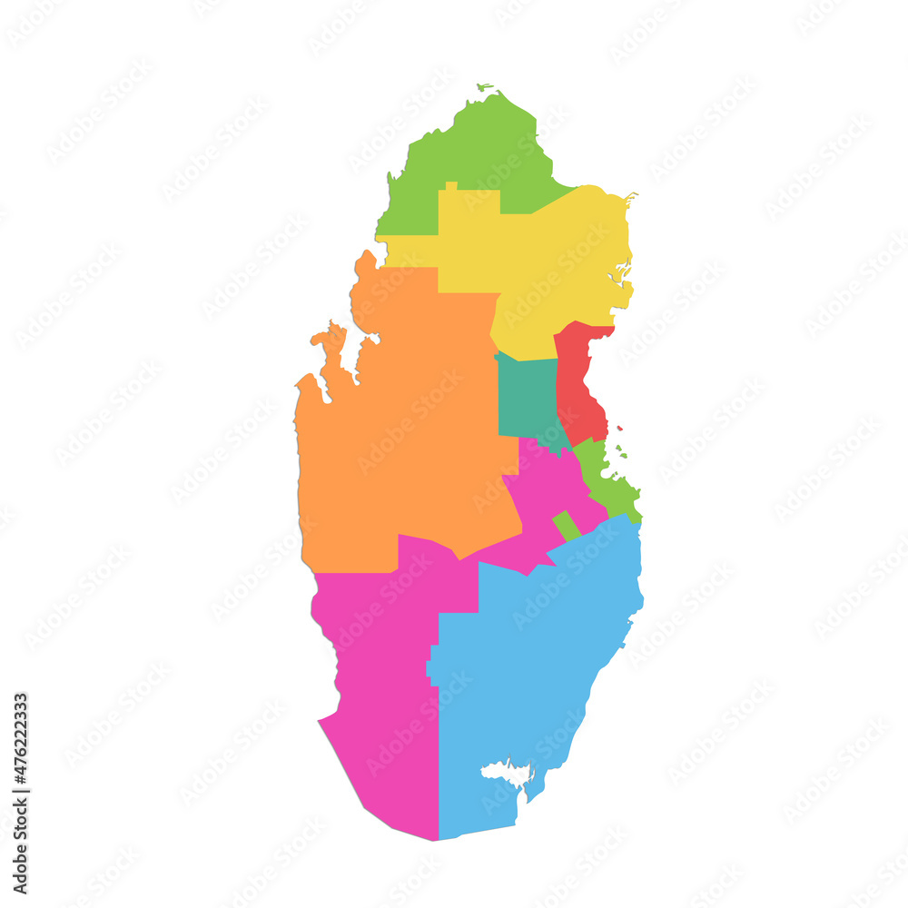 Qatar map, administrative division, separate individual regions with ...