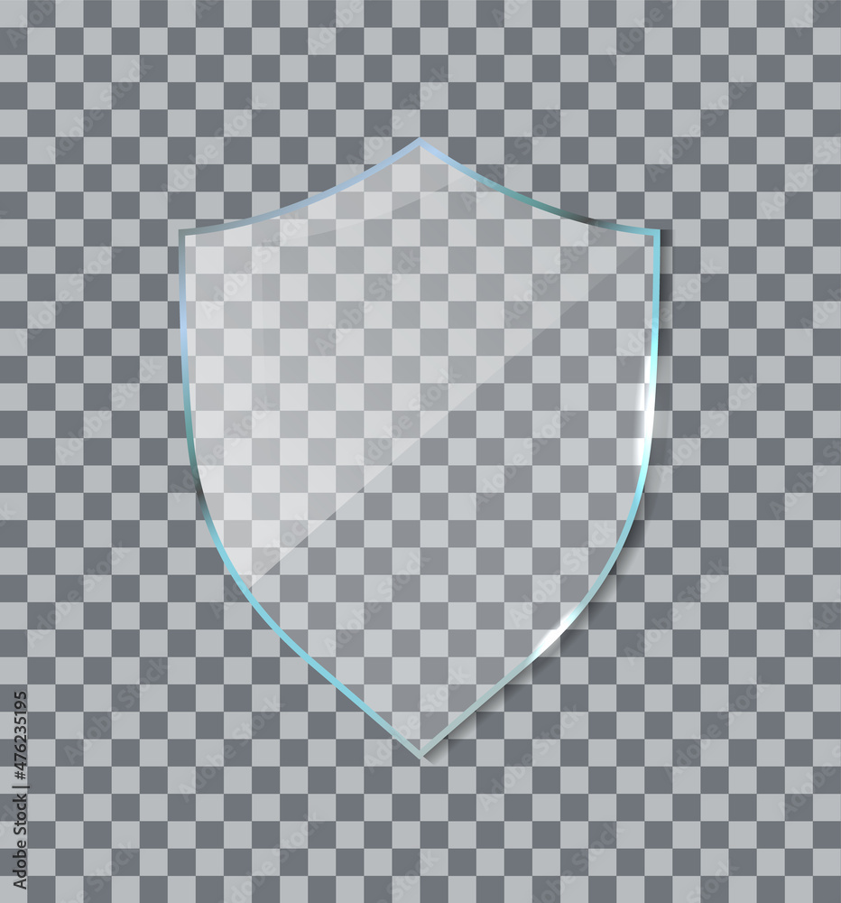 Glass shield. Acrylic plexiglass shield of defense. Icon for guard ...