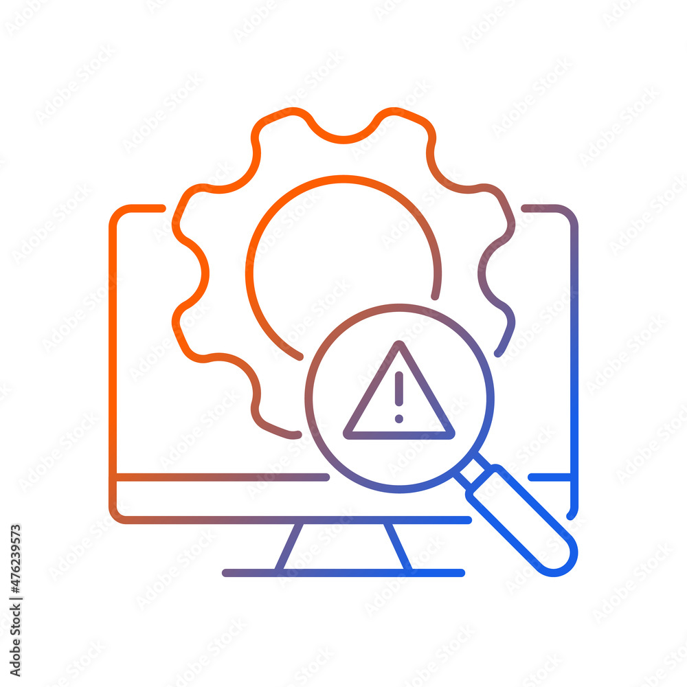 Threat management gradient linear vector icon. Detect malicious ...