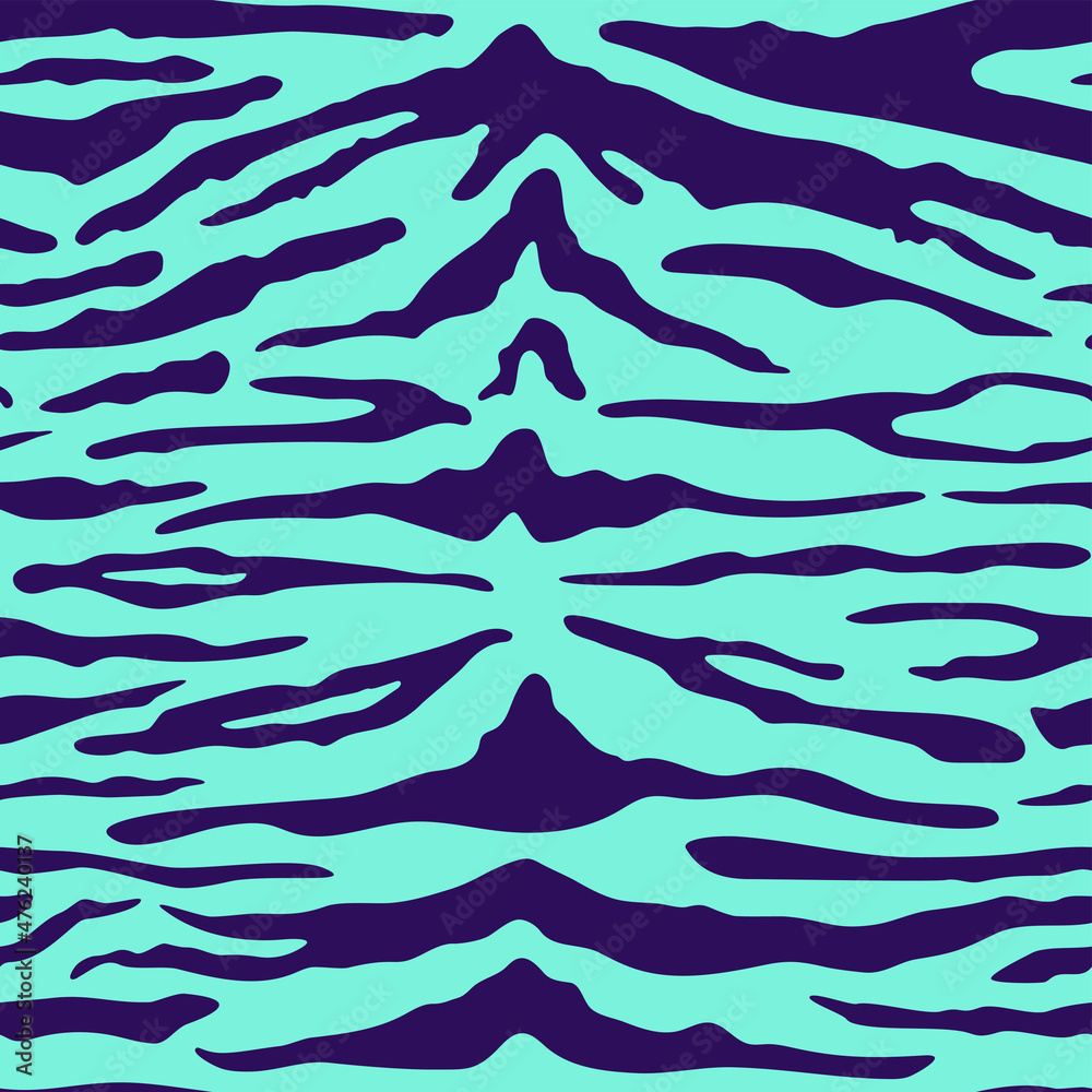 Blue Tiger seamless pattern. Vector wild animal skin textured ...