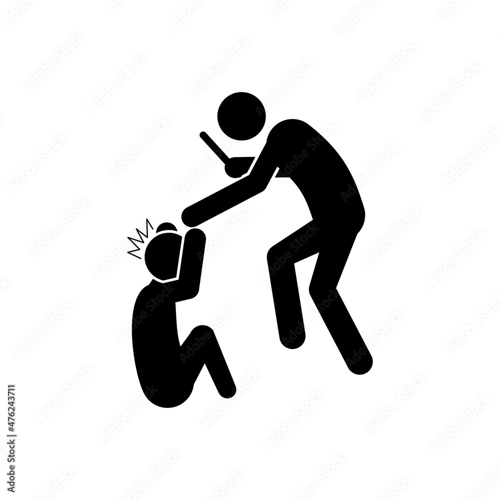 Social bullying icon. Harassment, social abuse and violence. Isolated ...