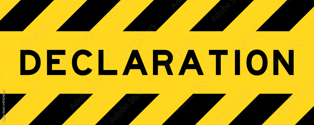 Yellow and black color with line striped label banner with word ...