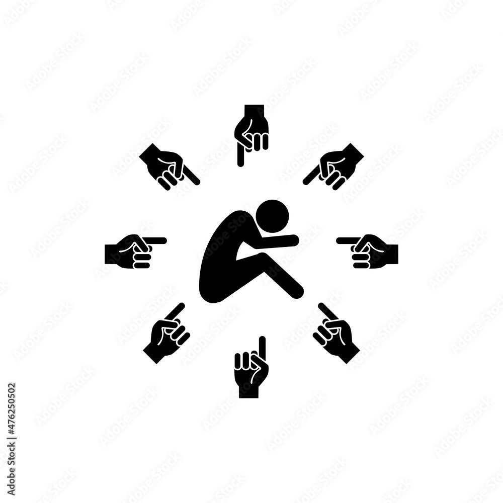 Social bullying icon. Harassment, social abuse and violence. Isolated ...