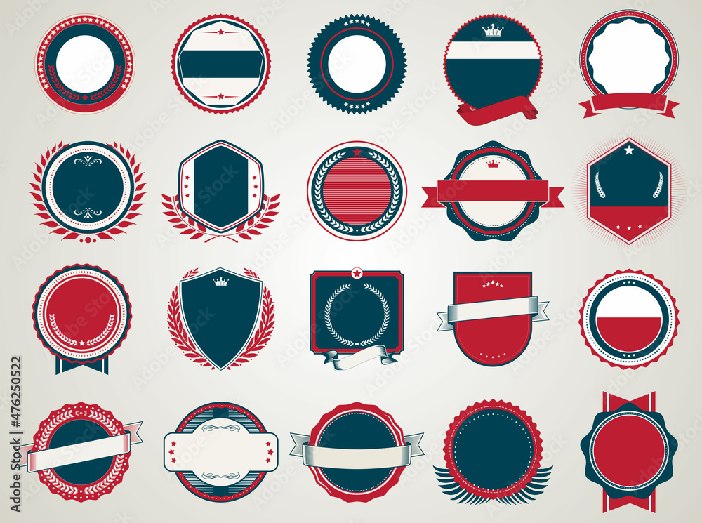 Collection of badges and labels blue and red colors Stock Vector ...