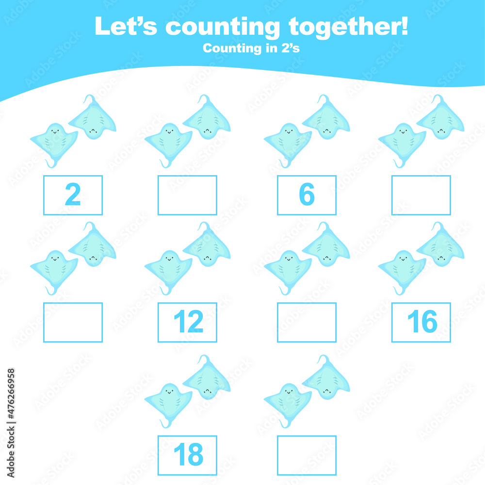 Counting the sea animals for Preschool Children. Math worksheet with ...