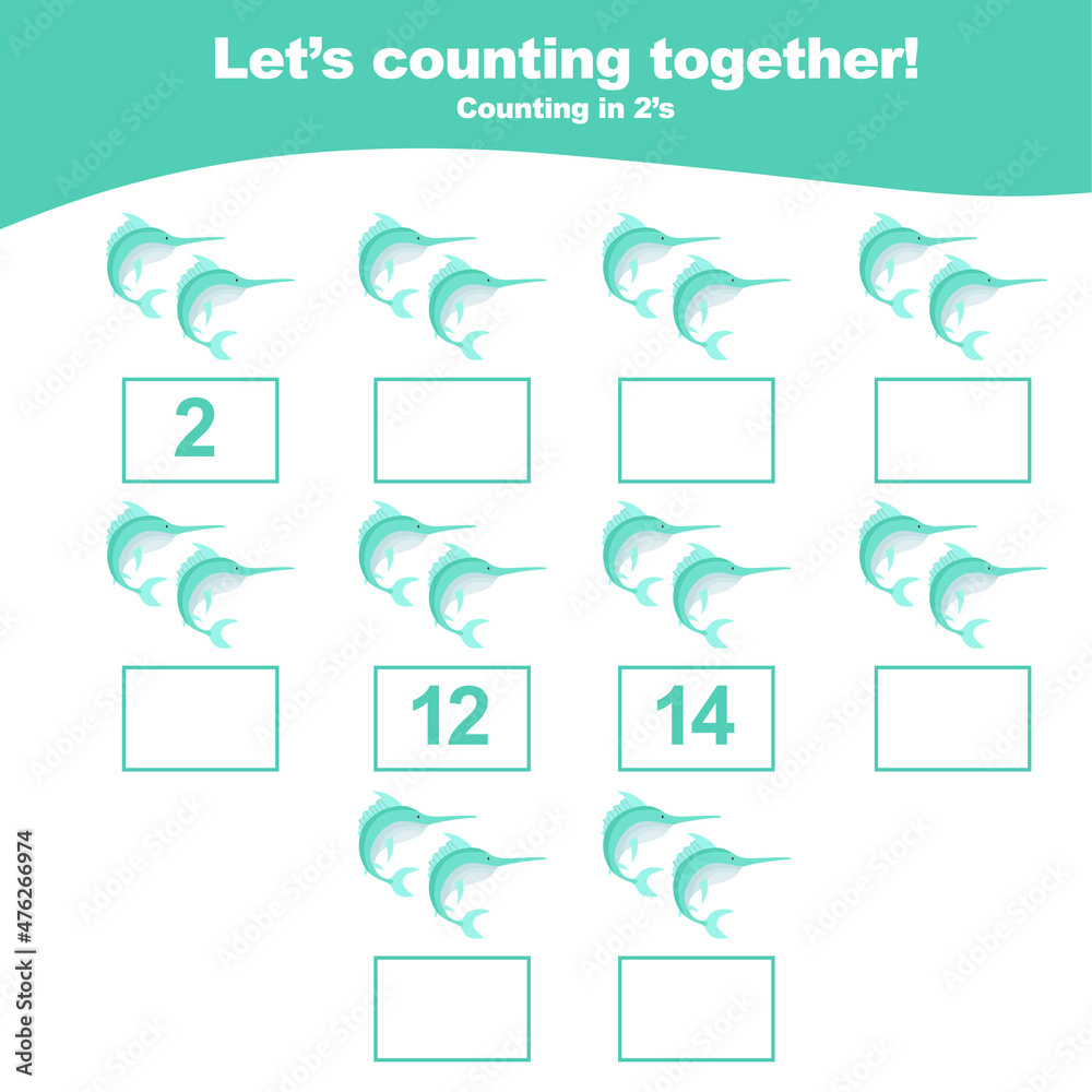Counting the sea animals for Preschool Children. Math worksheet with ...