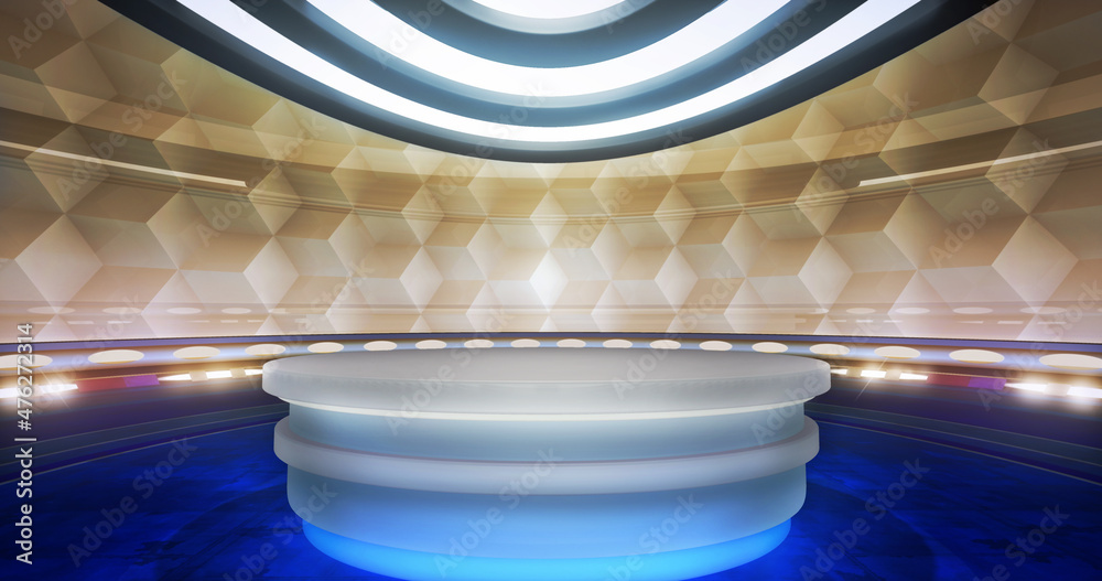 Modern, virtual TV studio background with desk, ideal for tv news shows ...