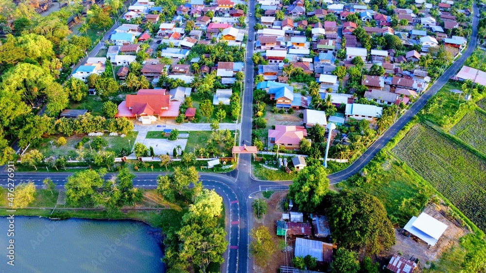 Top view city. Top view town. Top view Landscape. Stock Photo | Adobe Stock