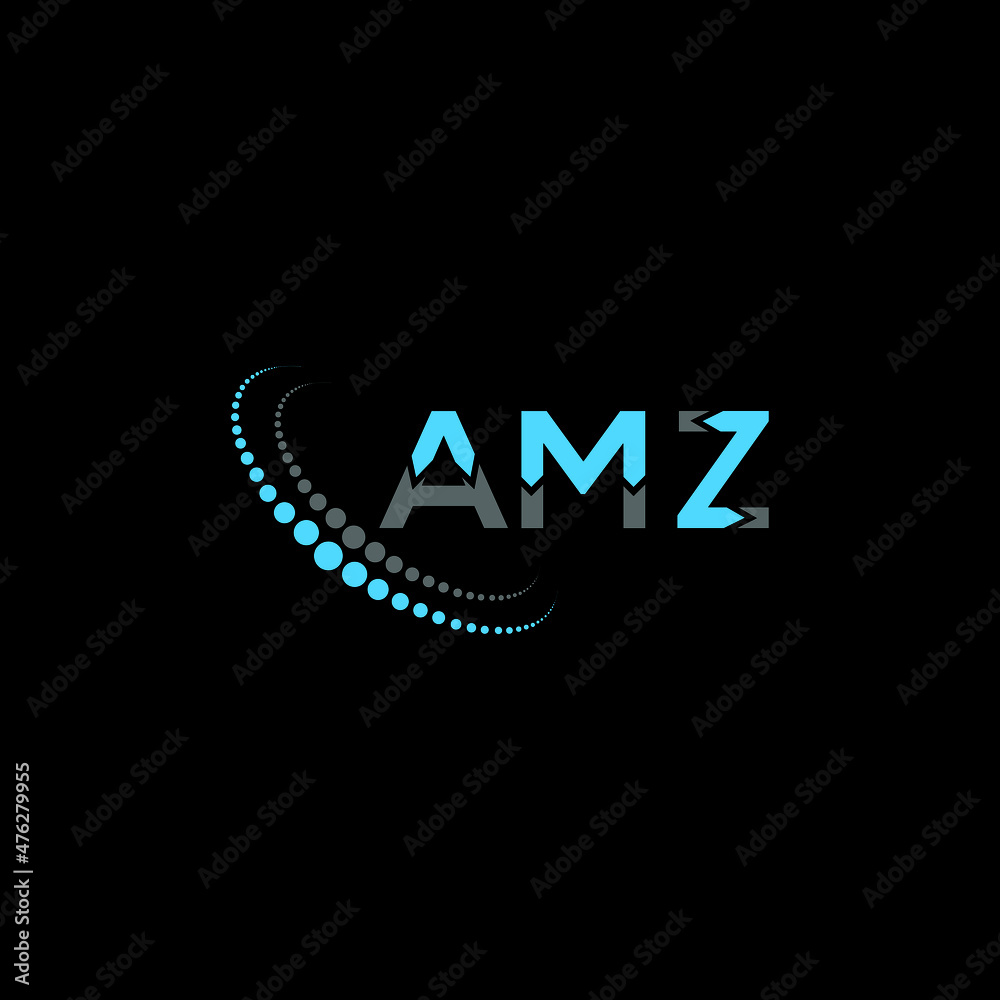 AMZ letter logo design on black background.AMZ creative initials letter logo concept.AMZ letter ...