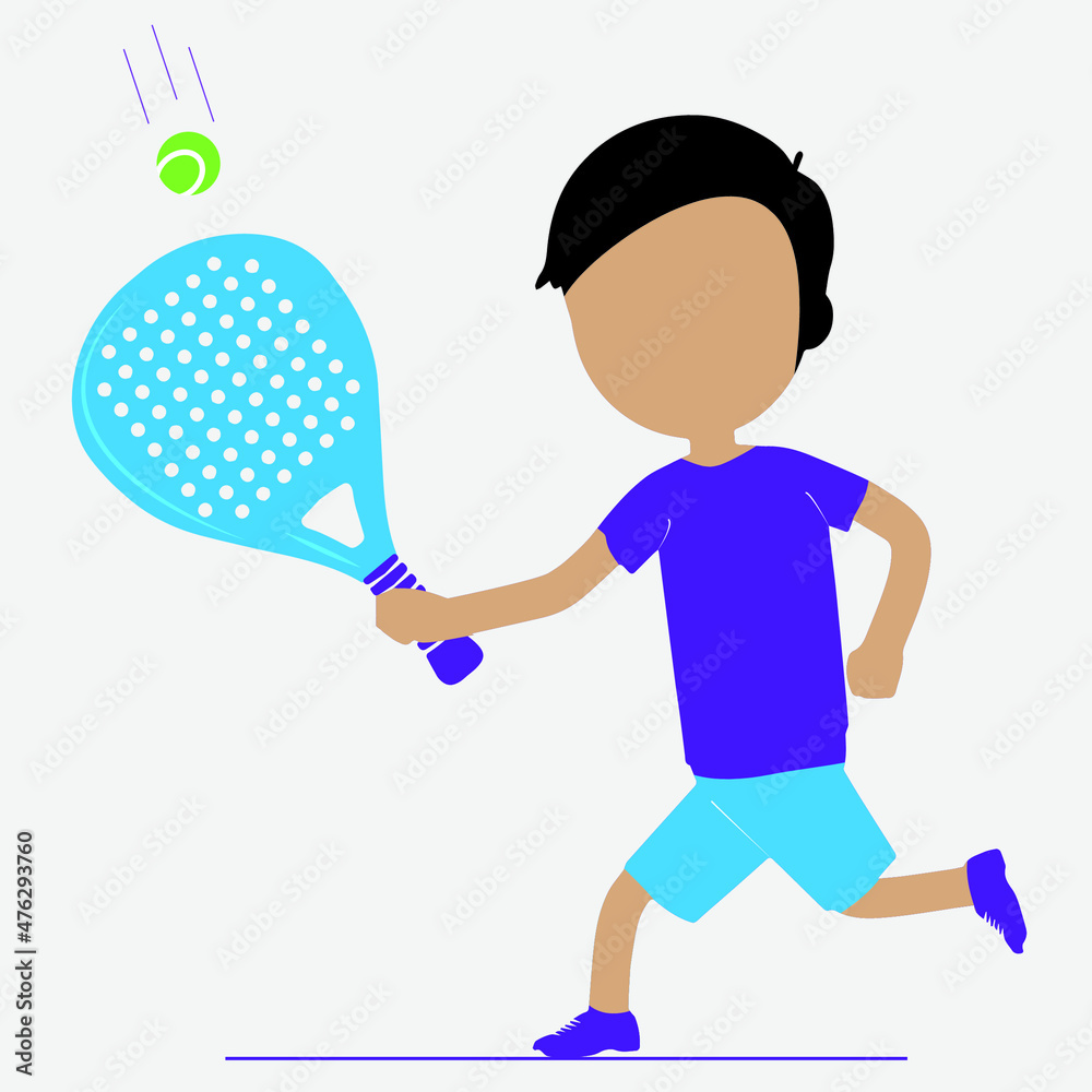 kid Tennis padel Player Icon Illustration. Paddle Sport Vector Graphic ...