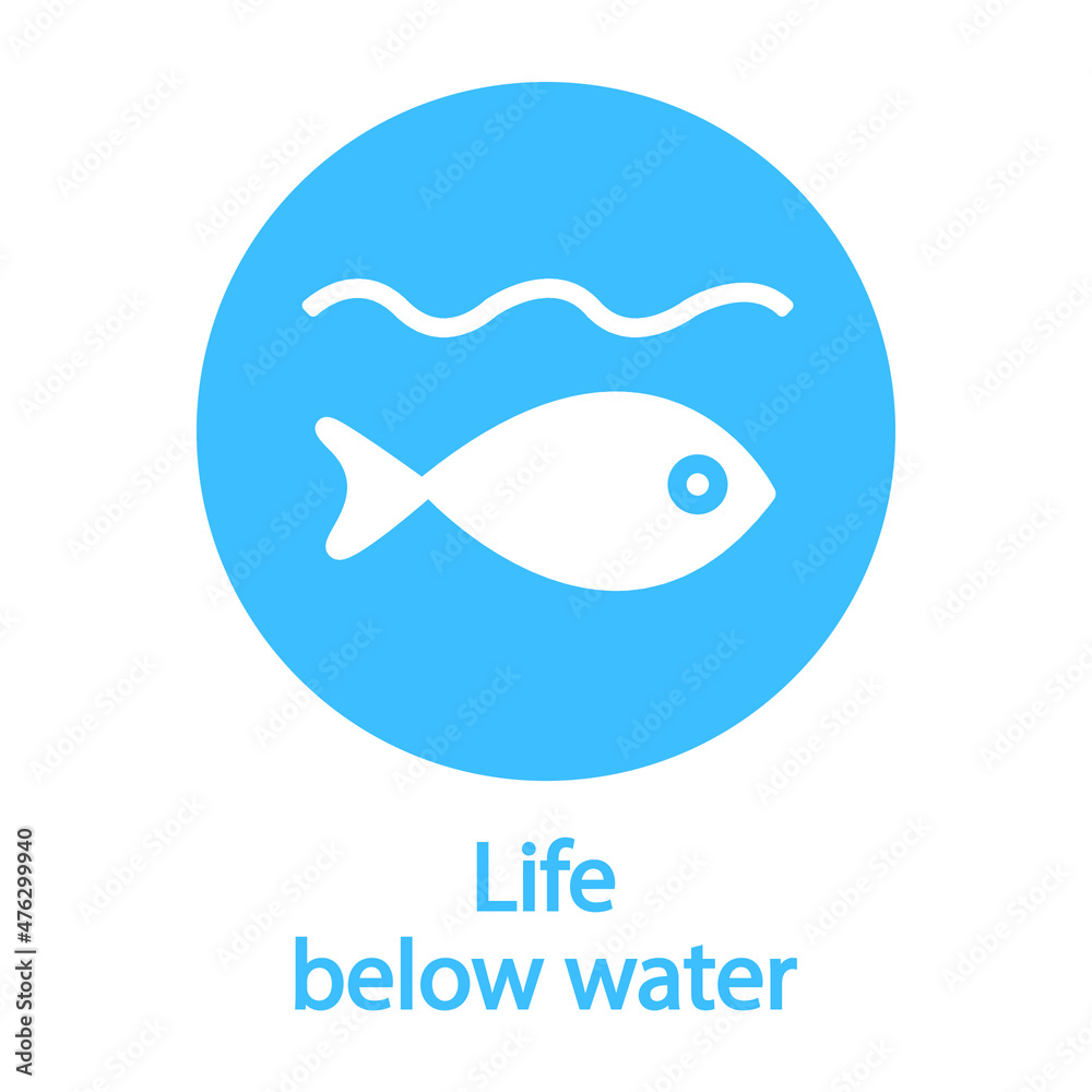 Life below Water Icon - Goal 14 out of 17 Sustainable Development Goals ...