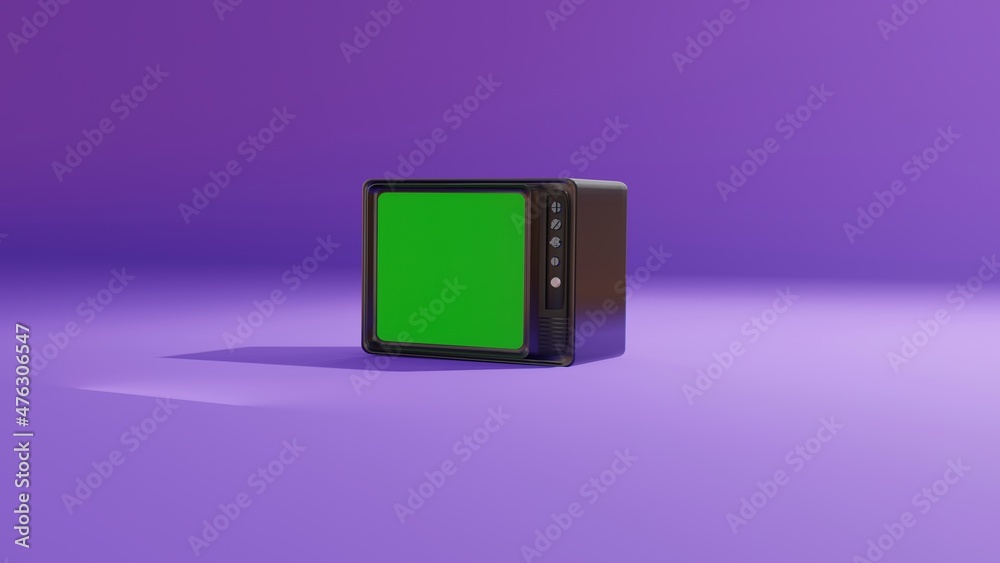 old retro handheld game console with green screen instead of screen on ...