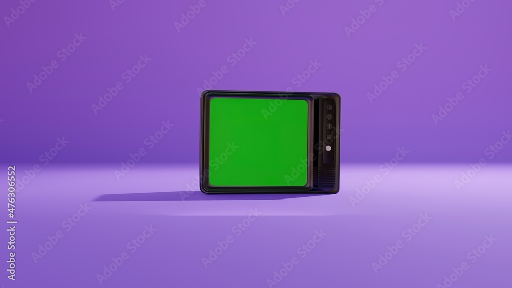 old retro handheld game console with green screen instead of screen on ...
