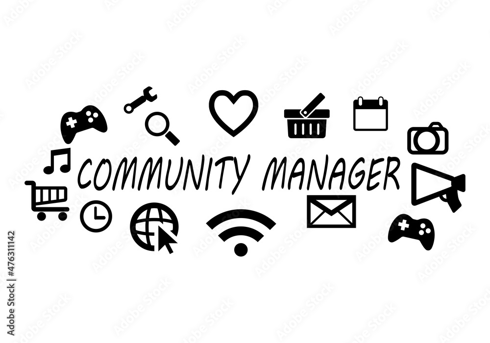 Título de community manager en fondo blanco. Stock Vector | Adobe Stock