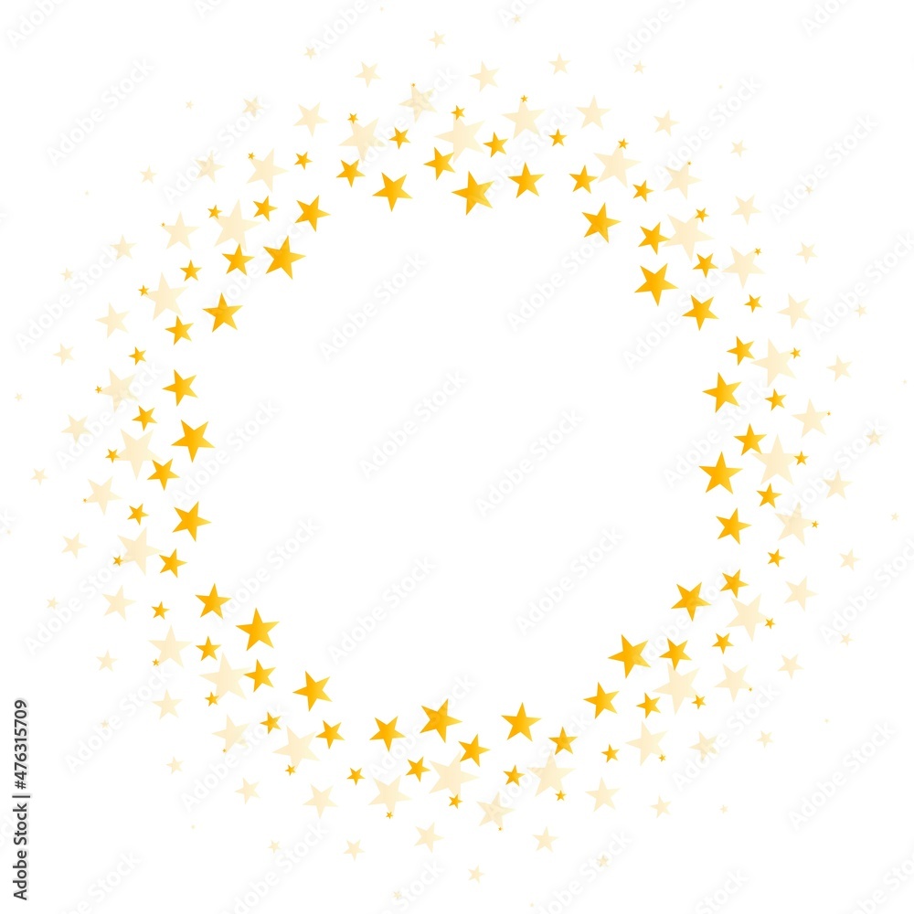 Gold stars round frame background. Christmas golden round frame, circle ...