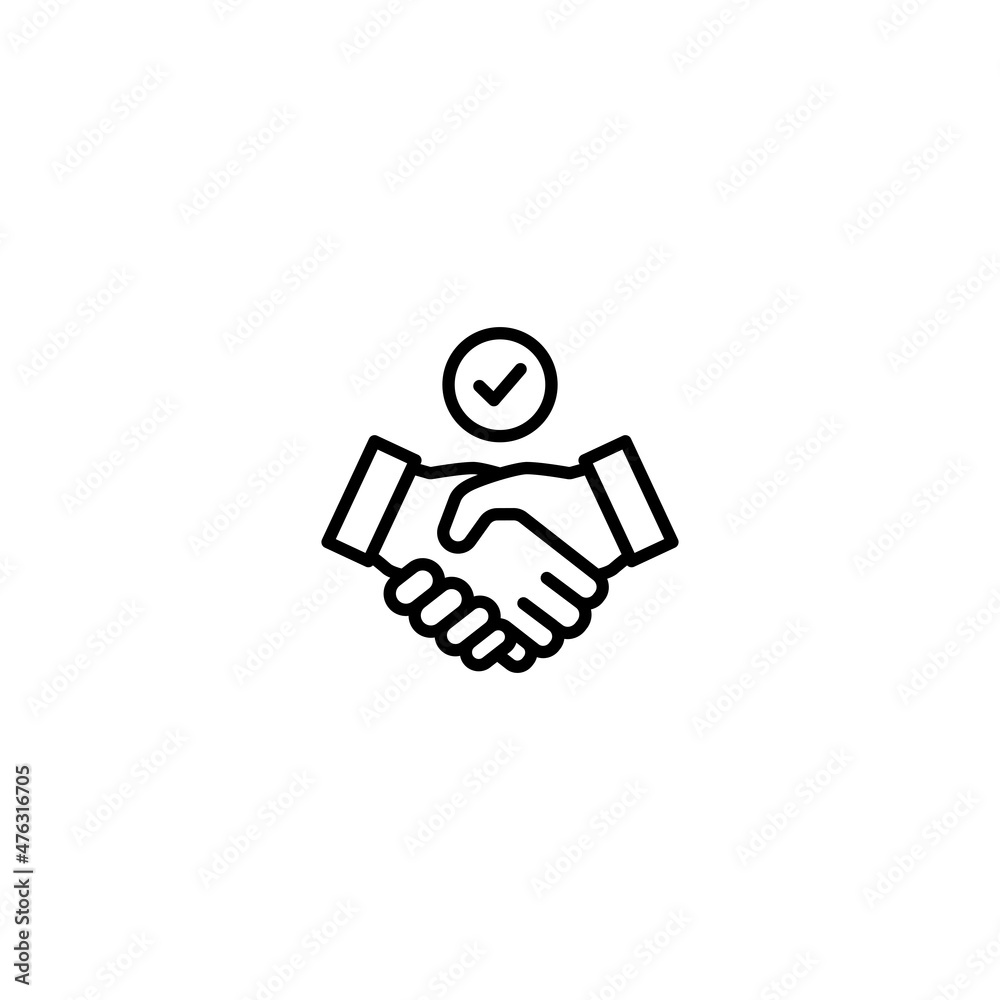 Handshake with check mark icon, deal icon vector Stock Vector | Adobe Stock