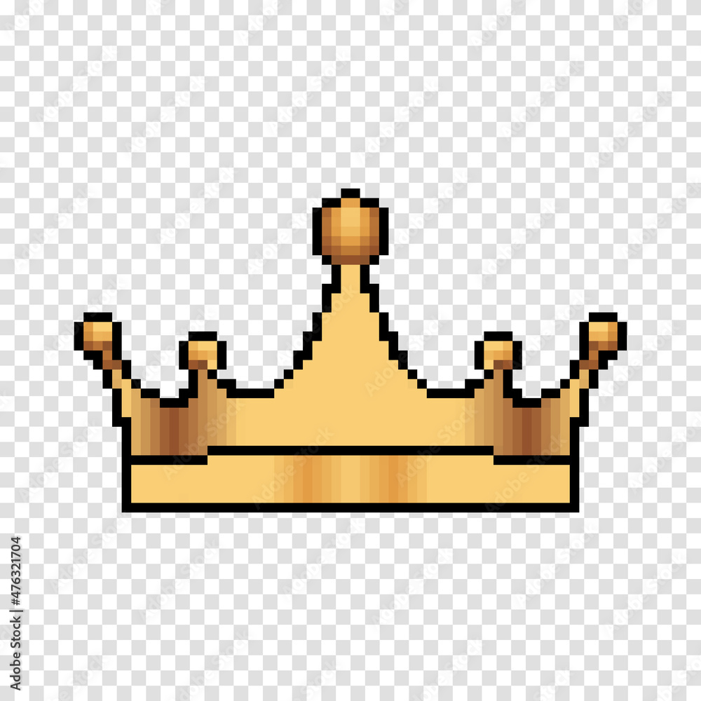 Vector pixel art crown. Pixel art golden crown. Pixel art royal king ...