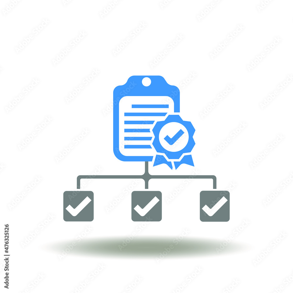 Vector illustration of flowchart with checklist and stamp and check ...