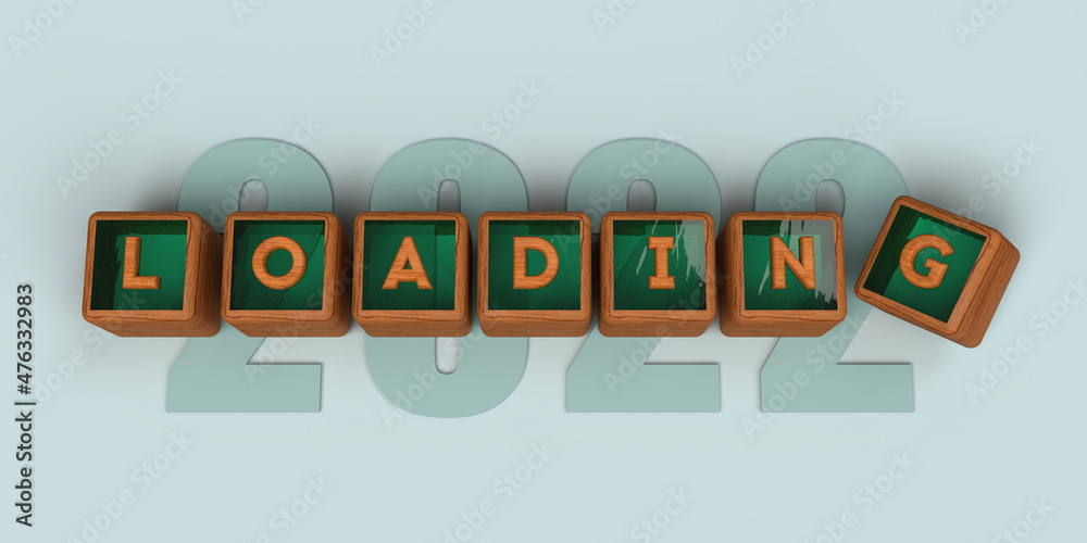 Wood cube for countdown to New Year. Loading year 2021 to 2022. Start ...