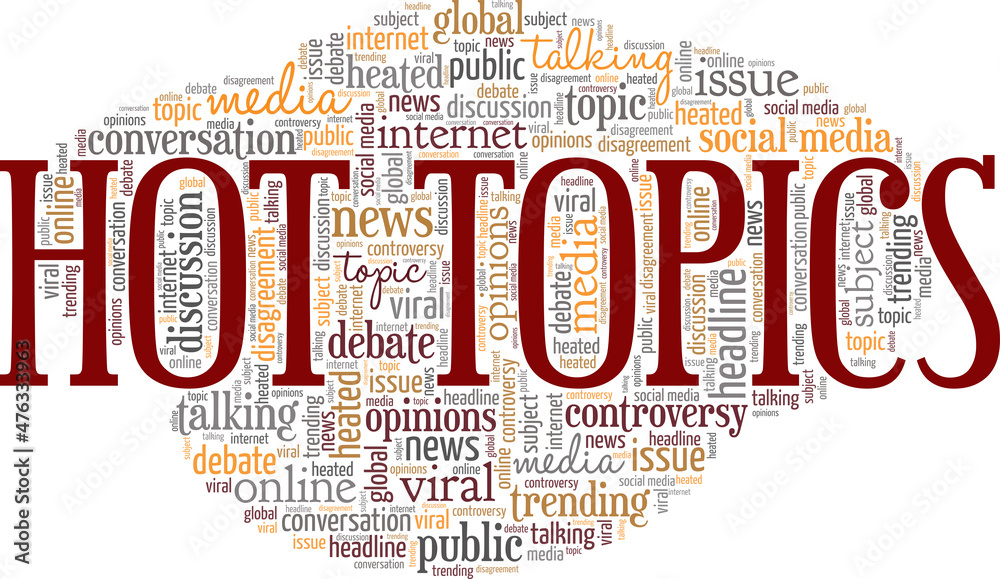 Hot Topics conceptual vector illustration word cloud isolated on white ...