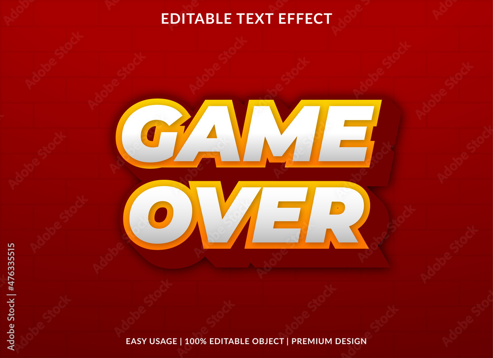 game over text effect editable template use for business brand and logo Stock Vector | Adobe Stock