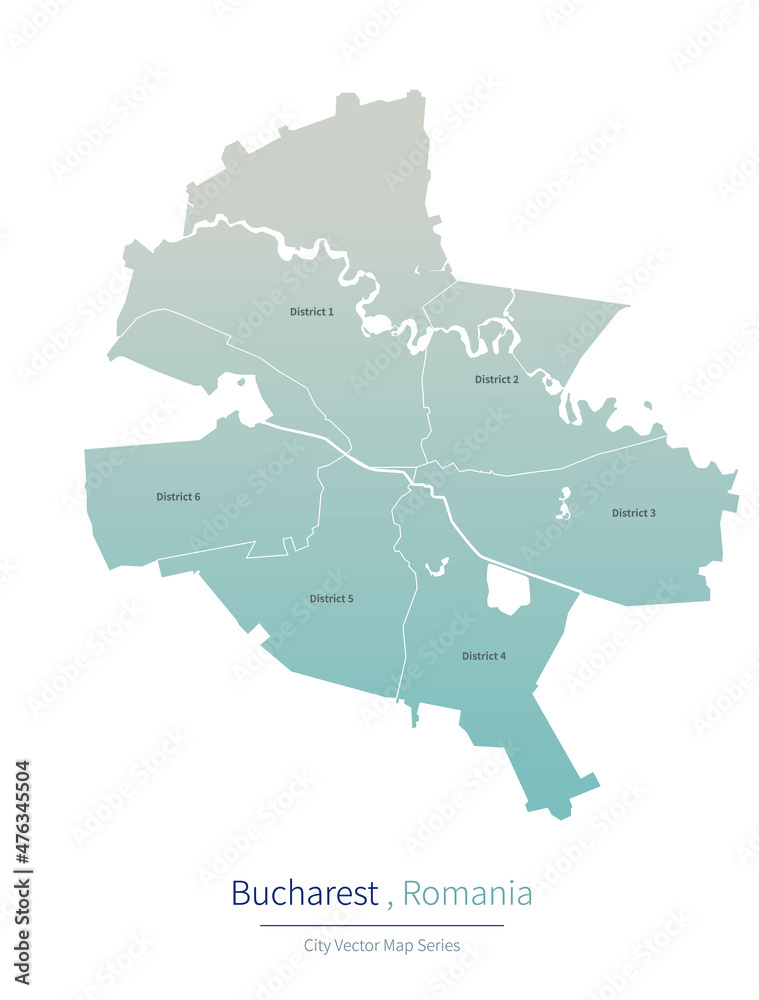 Bucharest Map. vector map of city in the Romania. Stock Vector | Adobe ...