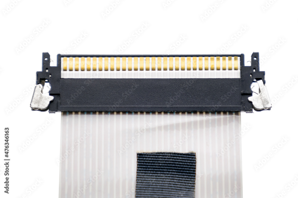 Monitor connector on white isolated background. Display connector, flex ...