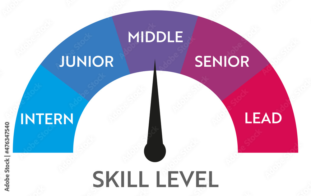 Skill level meter indicator. Business vector chat infographic ...