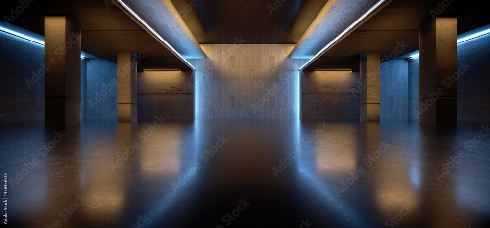Advanced background High end scenario concrete wall 3D rendering booth ...