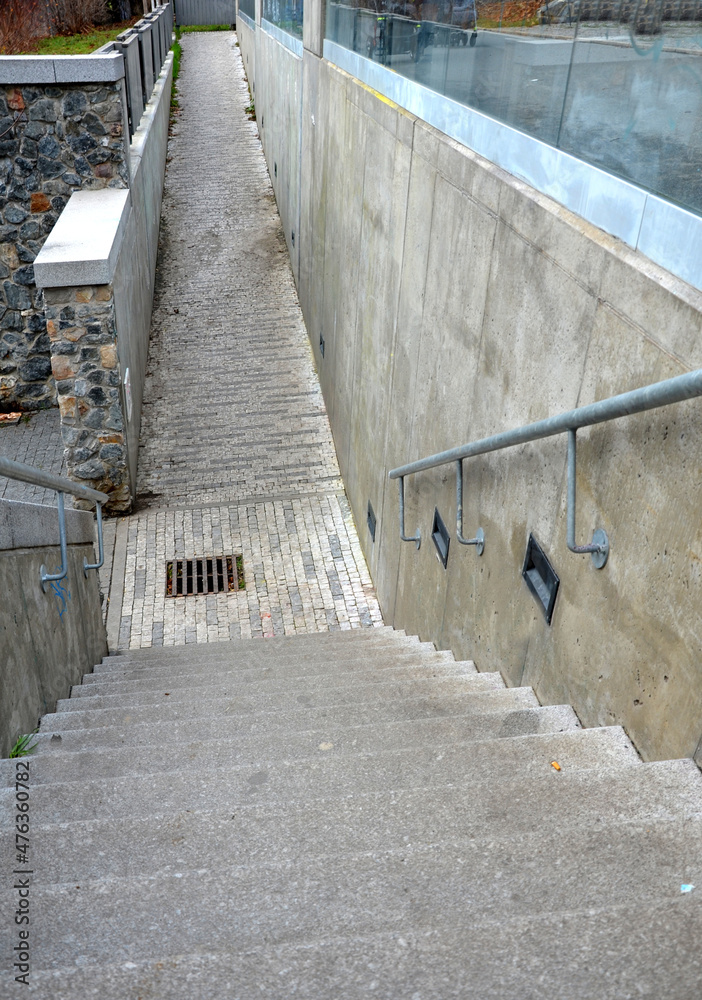 wheelchair ramp and stairs on the other side. height differences are ...