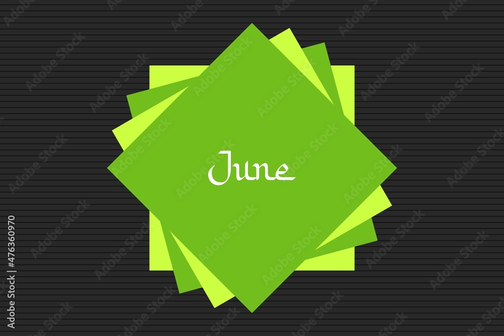 June Arabic style typography text on green square shape vector ...