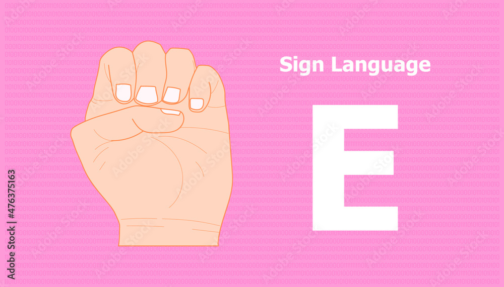 sign language alphabet E hand for disabled person communication. vector ...
