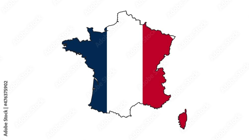 France Map Outline Country Border on white background. Appearance ...