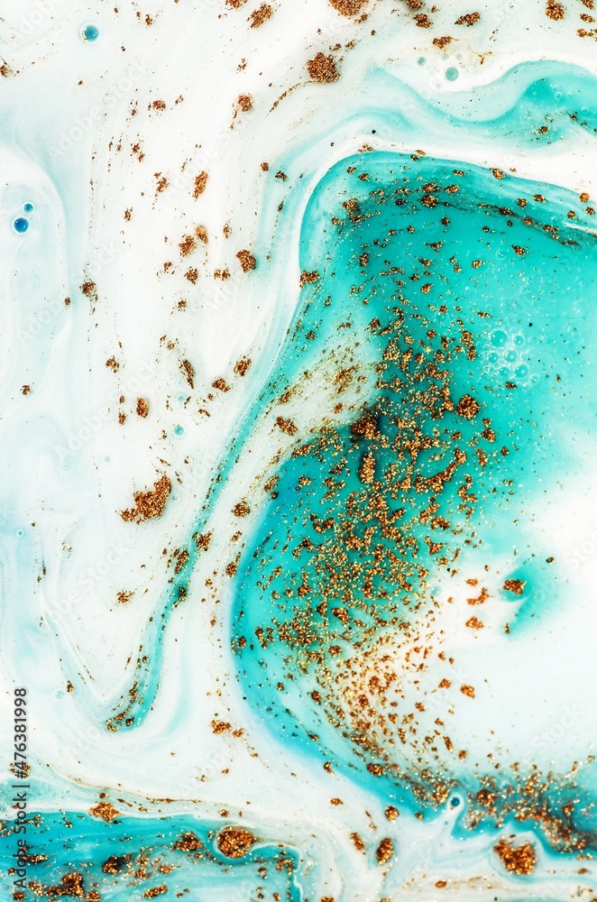 Foto Stock TIFFANY BLUE. Liquid marble pattern with bronze powder ...