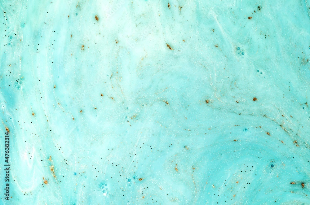 TIFFANY BLUE. Liquid marble pattern with bronze powder. Style ...