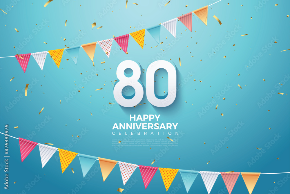80th anniversary background illustration Stock Vector | Adobe Stock