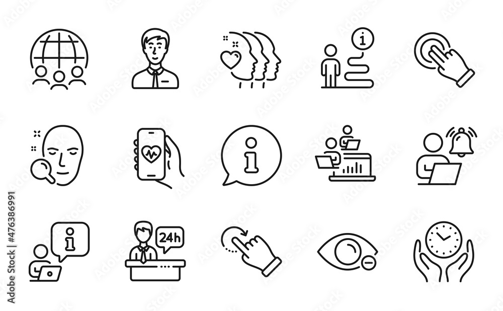 People icons set. Included icon as Global business, Rotation gesture ...