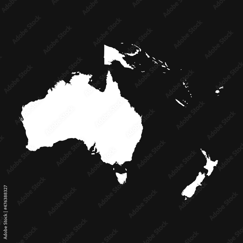 Australia and Oceania map. Contour map of continent. Stock Vector ...