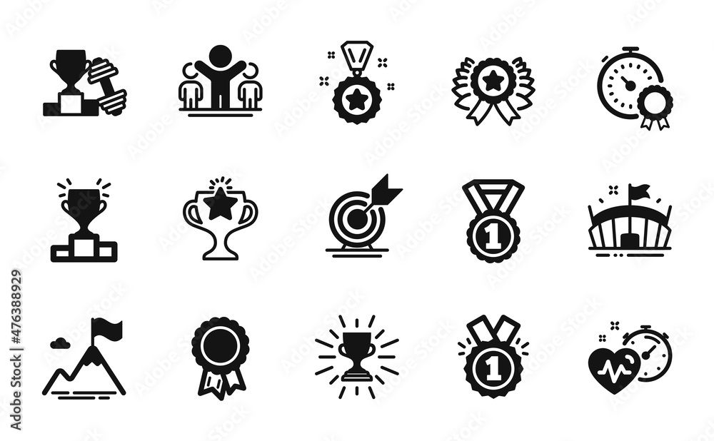 Vector set of Success, Winner podium and Winner ribbon icons simple set ...