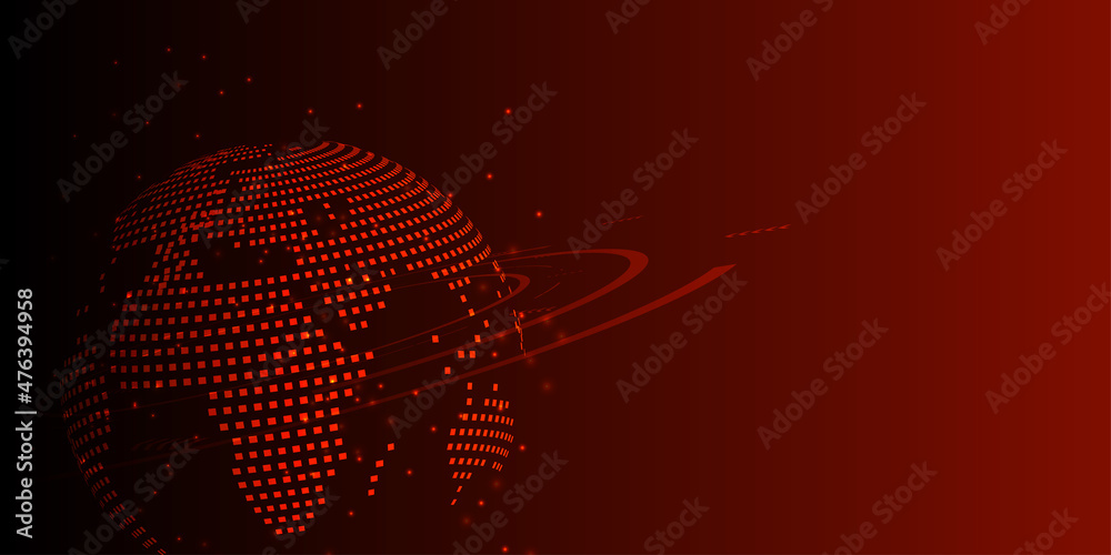 Global network connection concept. World image on dark red background ...